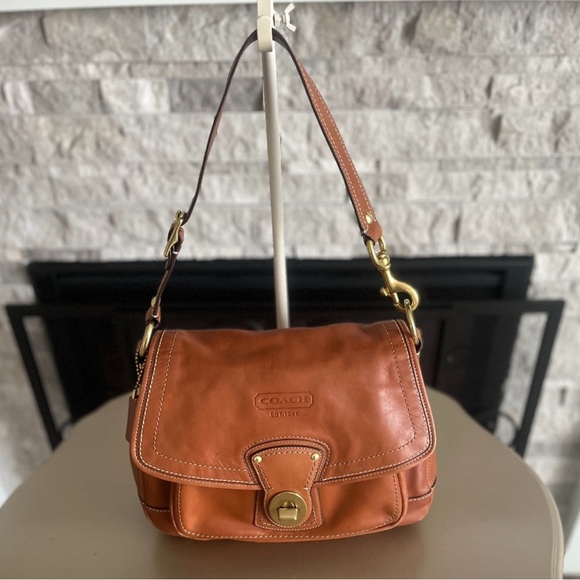 Coach | Bags | Coach Tan Leather Shoulder Bag | Poshmark
